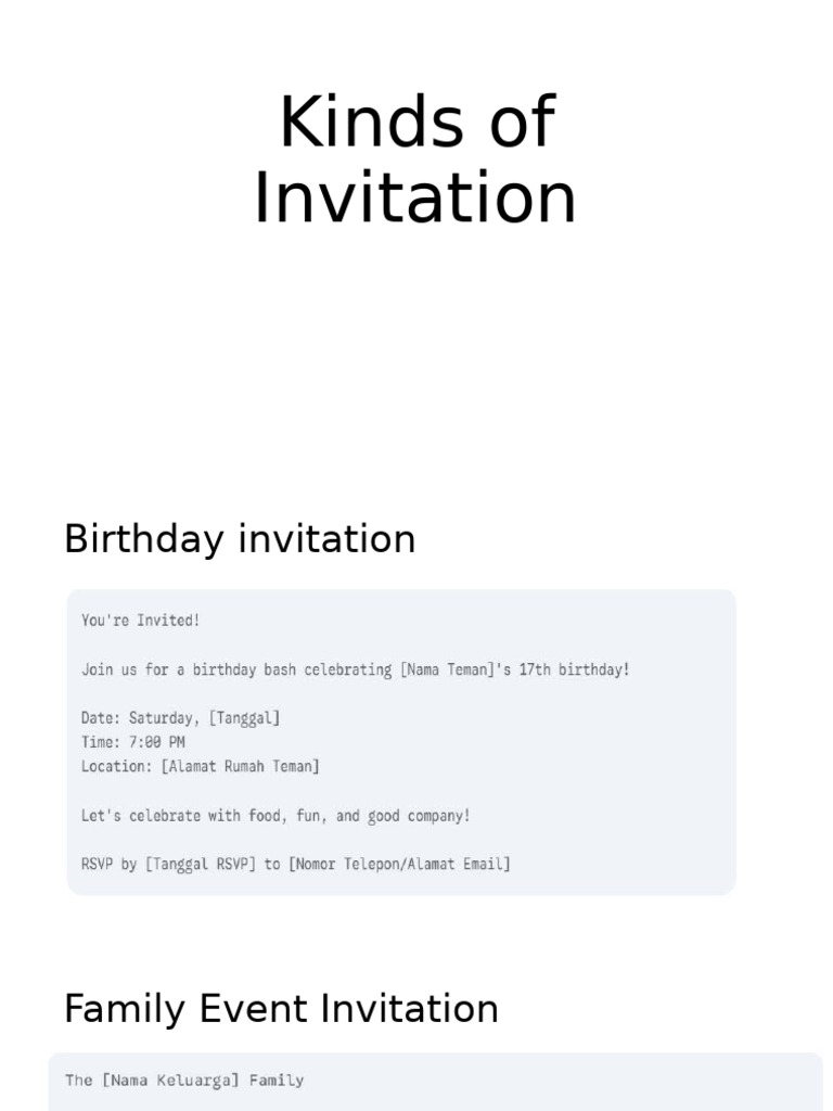 Types of Event Invitations Guide | PDF