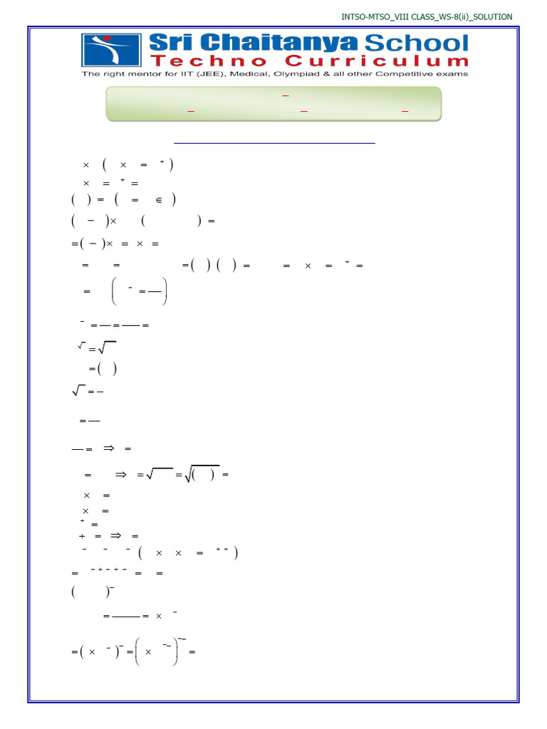 Work Sheet-8 (Ii) - Exponents and Powers - Solutions | PDF