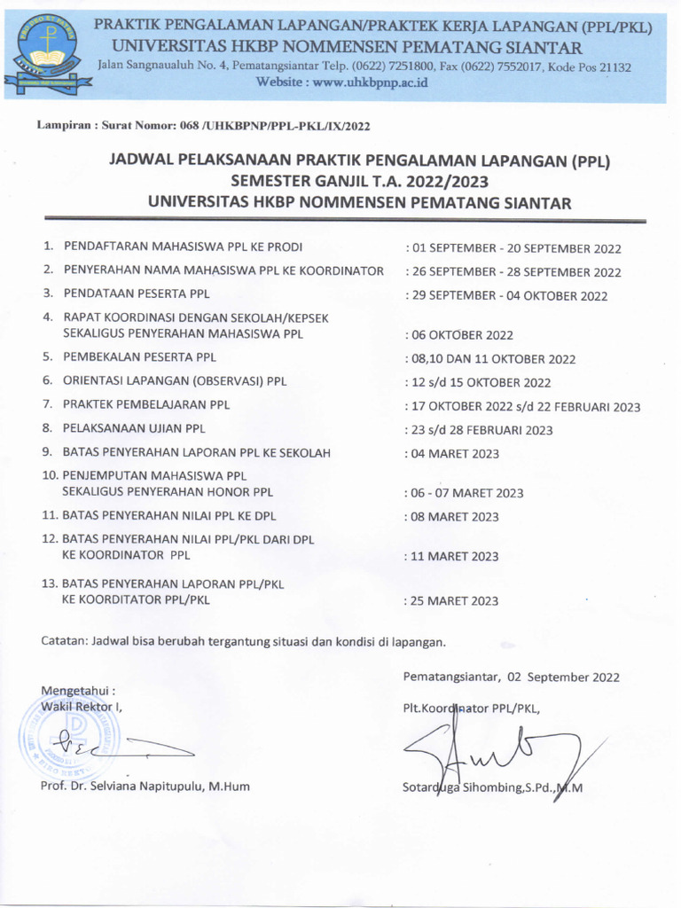 Jadwal Dan Formulir PPL | PDF