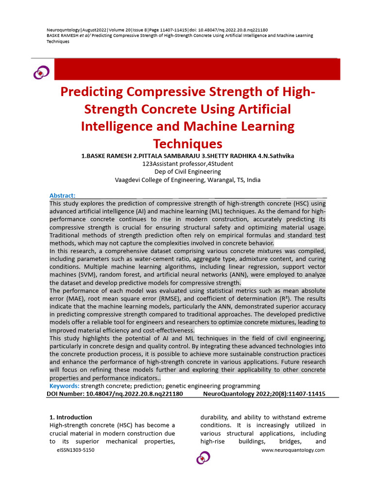 AI-Driven Prediction of Concrete Strength | PDF | Machine Learning ...