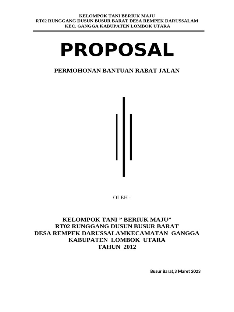 Proposal Permohonan Rabat Jalan Busur Reda 2023 | PDF