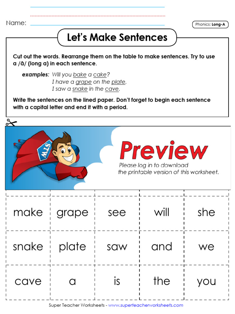 Long A Make Sentences | PDF