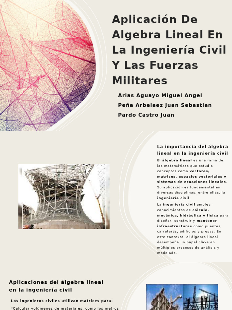 Álgebra Lineal en Ingeniería Civil y Militar | PDF