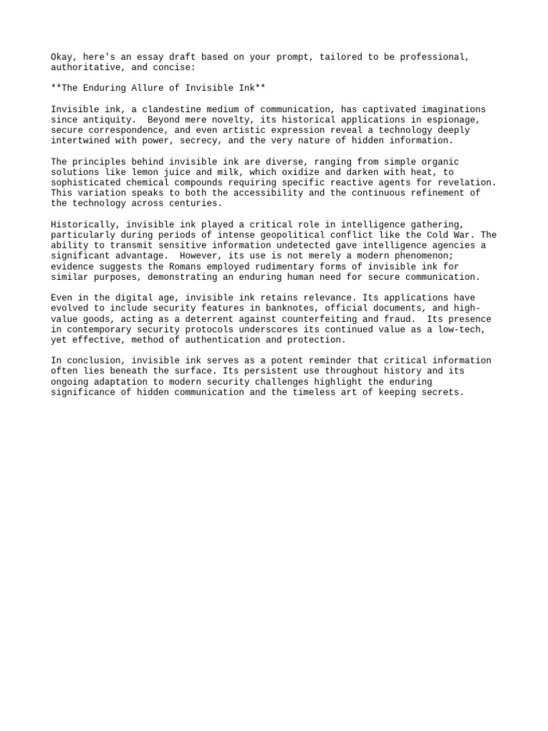 The Enduring Allure of Invisible Ink | PDF
