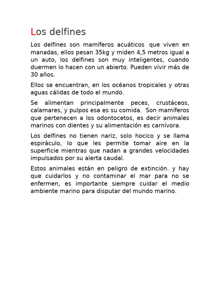 Delfines: Características y Conservación | PDF