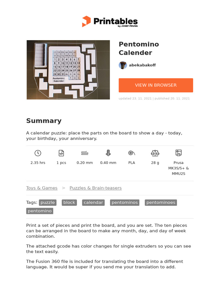 87615 Pentomino Calender b5f458cc Ff84 4ae8 9fc8 4aa32c28c3fe | PDF