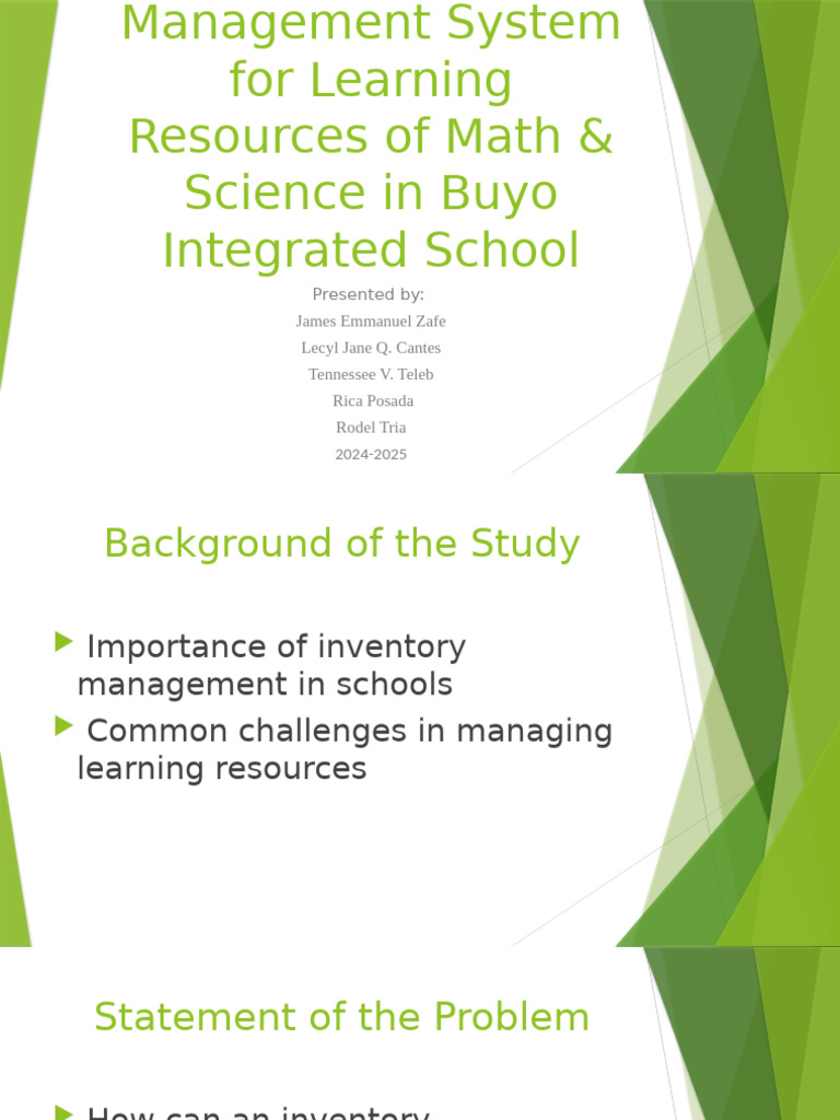 Developing Inventory Management System for Learning Resources Of | PDF