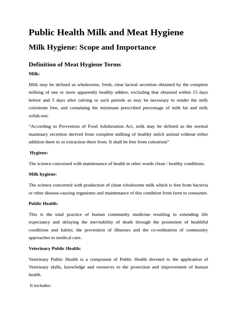 Lecture 1 Importance and Scope | PDF | Food Safety | Hygiene