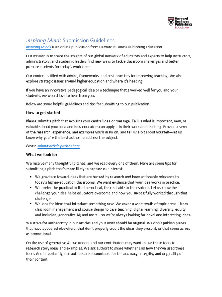 Inspiring Minds Submission Guidelines | PDF | Learning | Human ...