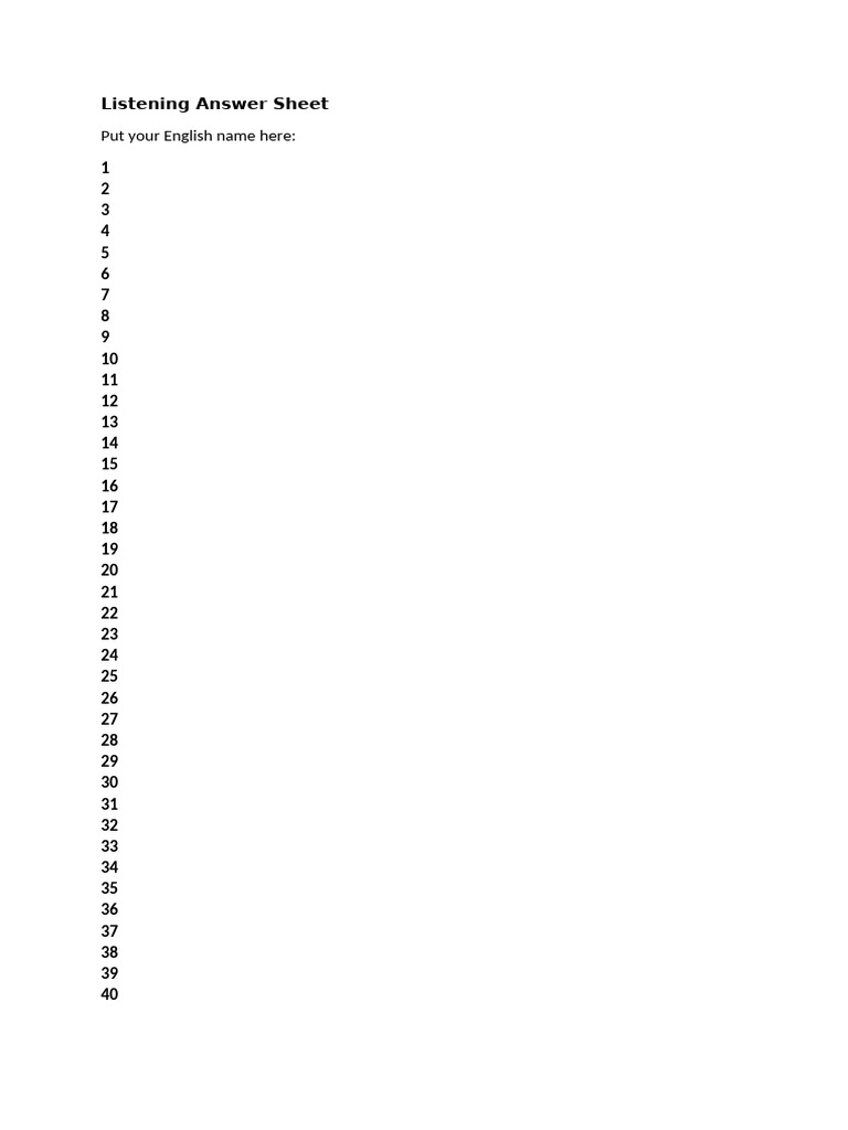 Listening Answer Sheet | PDF