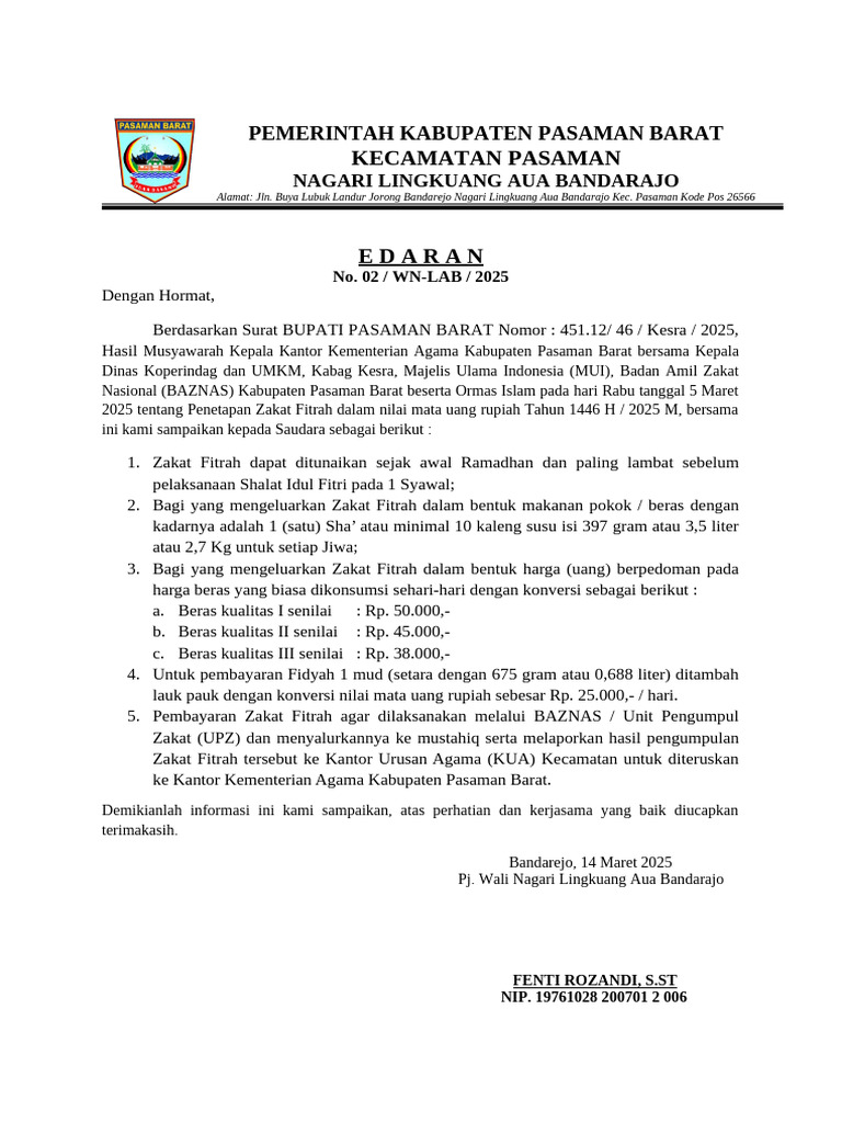 SURAT EDARAN MENYAMBUT RAMADHAN | PDF