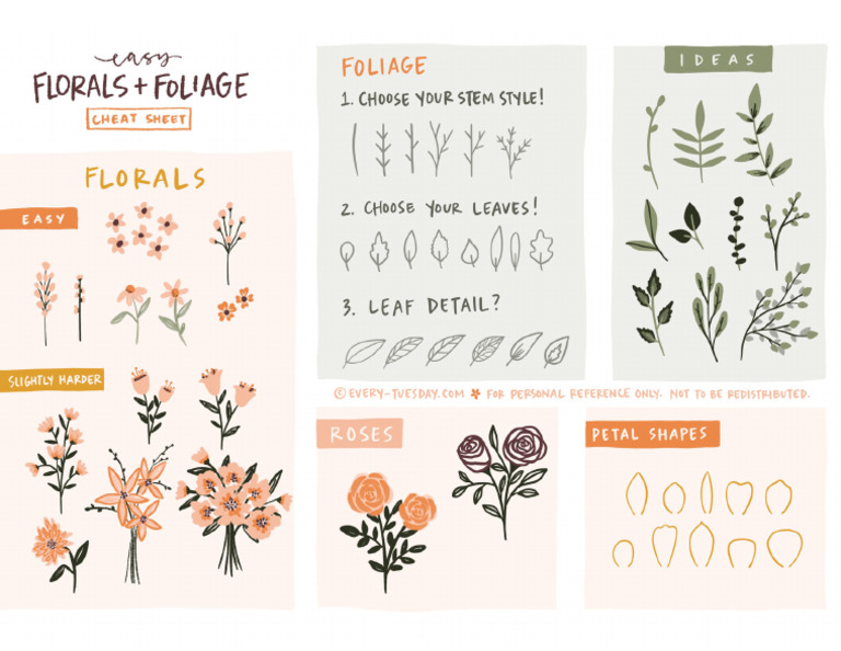 Easy Florals Foliage Cheat Sheet | PDF