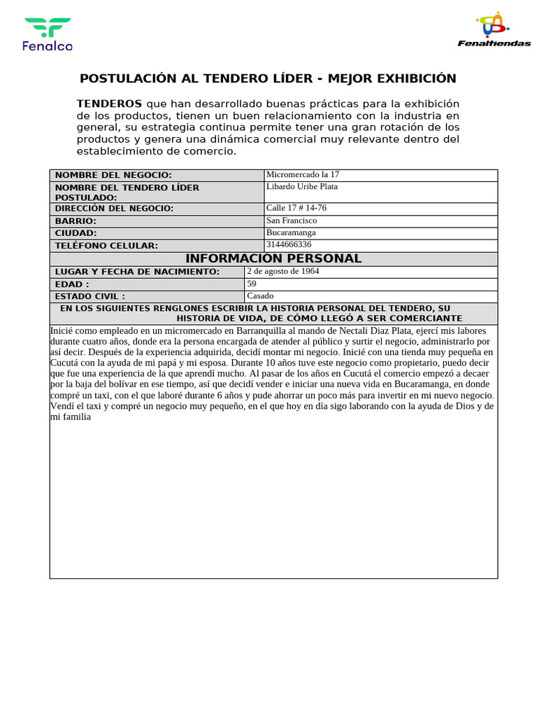 Postulación Al Tendero Líder - Exhibición | PDF | Economias | Business
