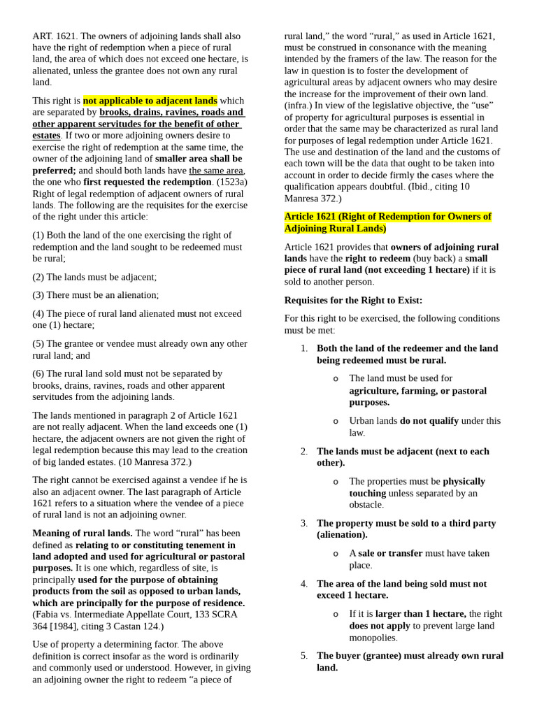 Buslaw Article 1621-1630 Reviewer | PDF | Assignment (Law) | Justice