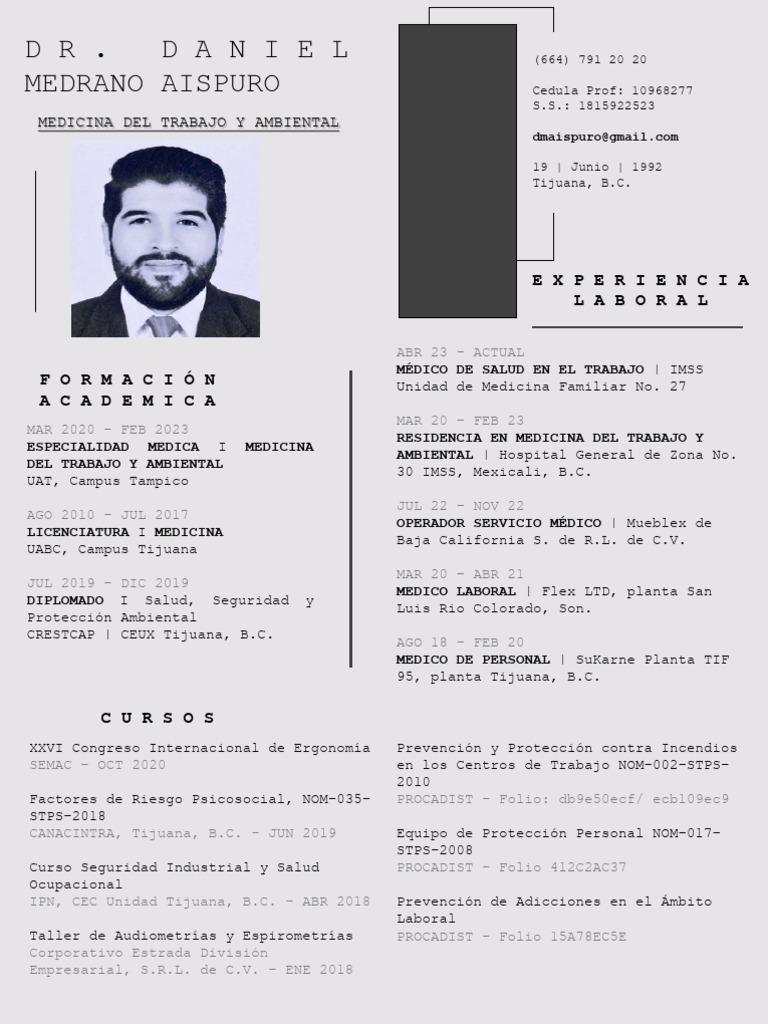 CV DR Medrano | PDF | Medicina | Relaciones laborales
