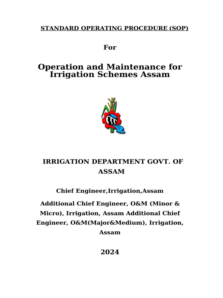 Sop - O&m For Irrigation Schemes | PDF | Flood | Pump