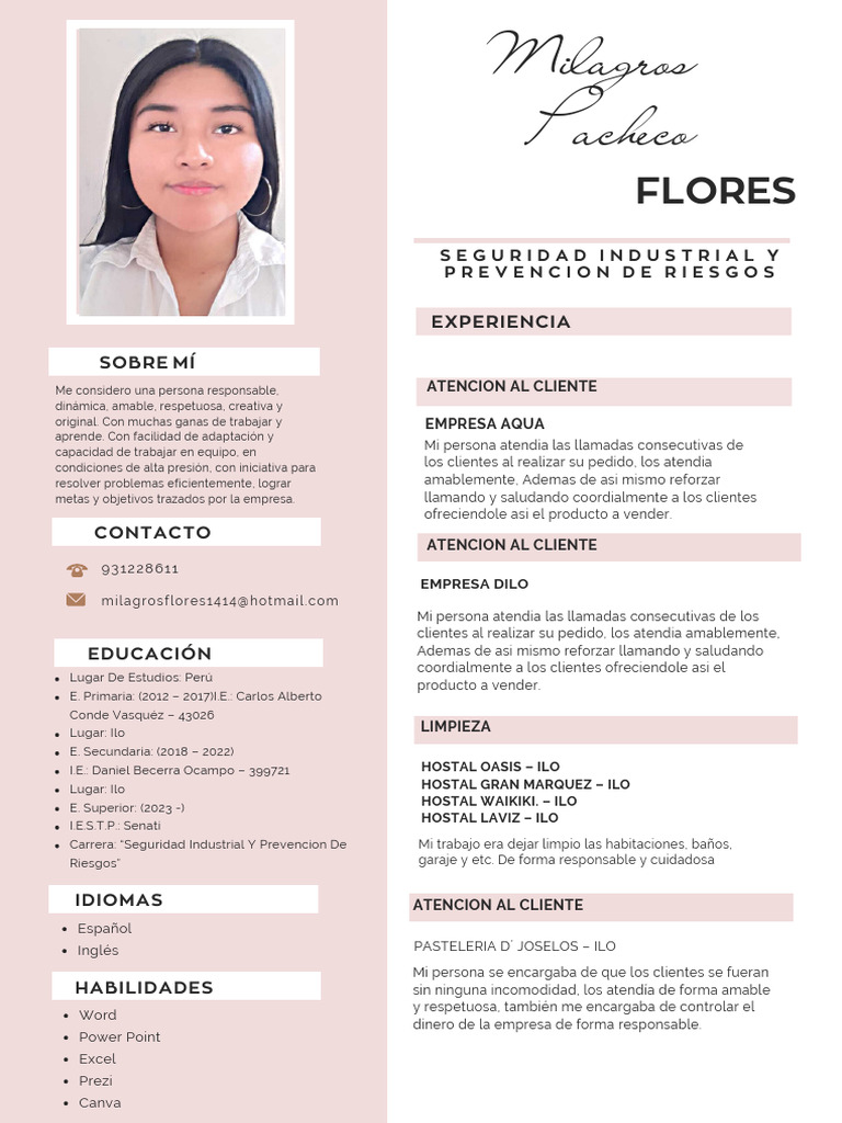 CV Milagros Pacheco Flores 2024 | PDF