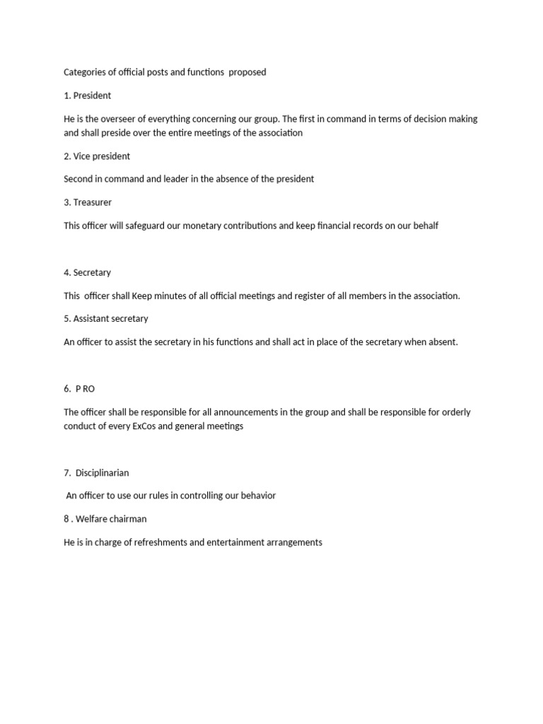 Official Posts and Functions Overview | PDF