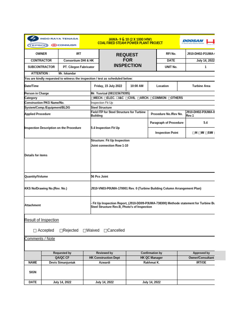 Fit Up Joint Connection | PDF | Power (Physics) | Energy Technology