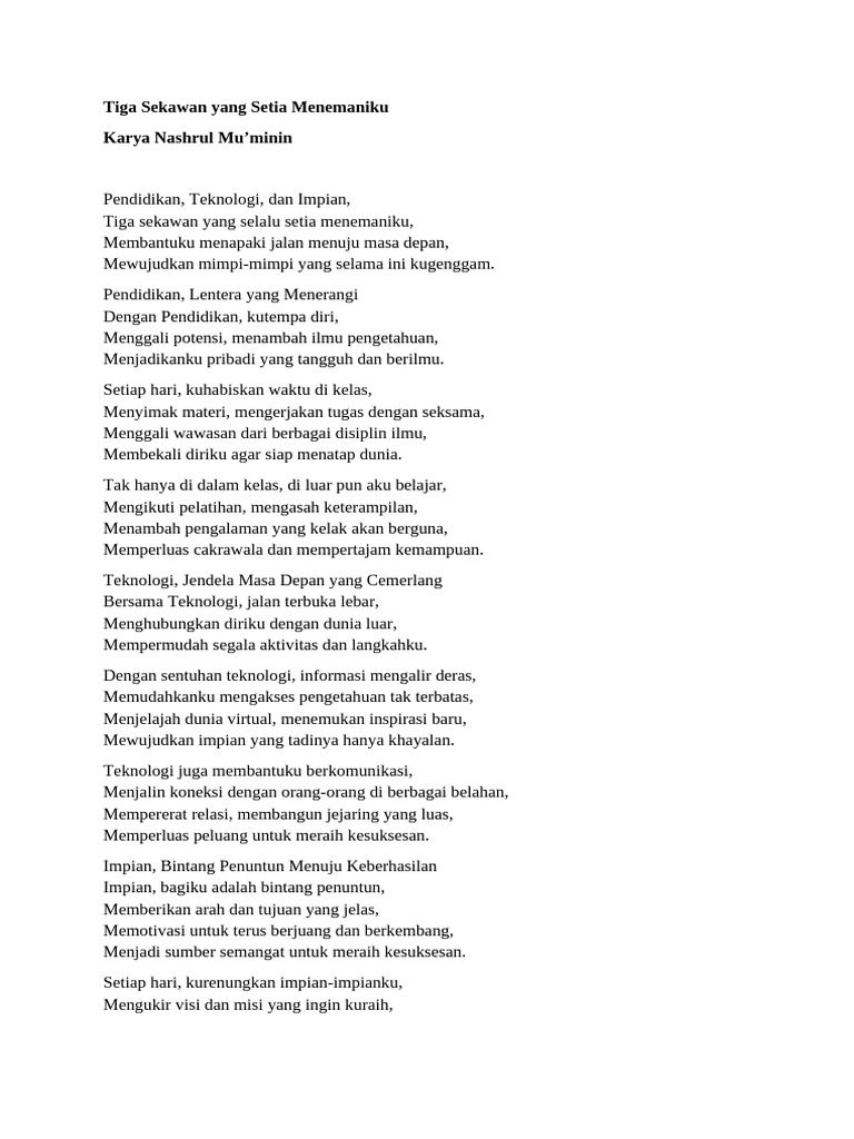 Puisi_Tiga Sekawan yang Setia Menemaniku | PDF