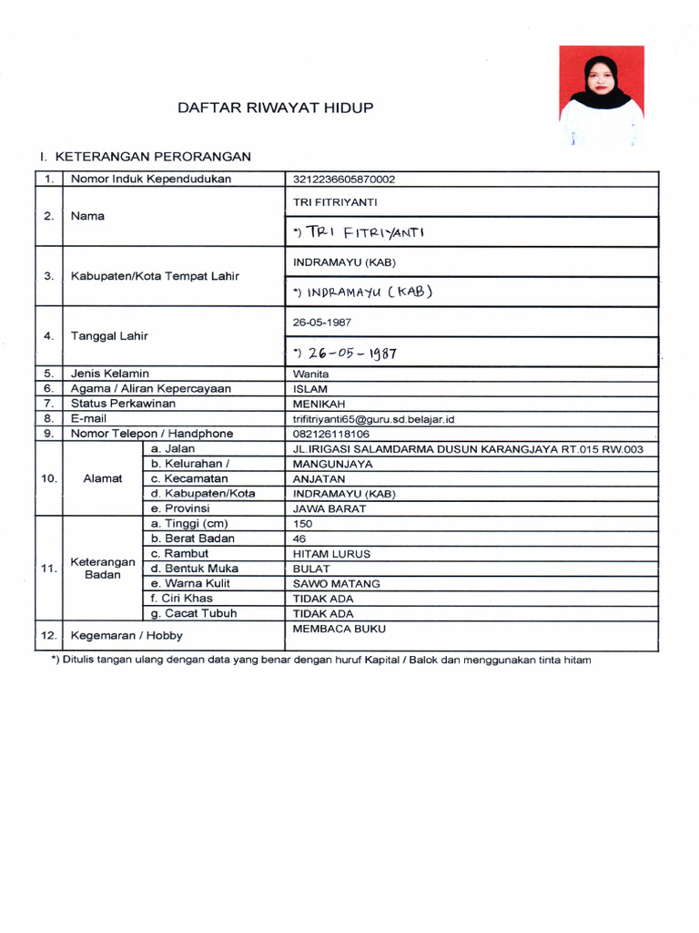 Riwayat Hidup Tri Fitriyani | PDF