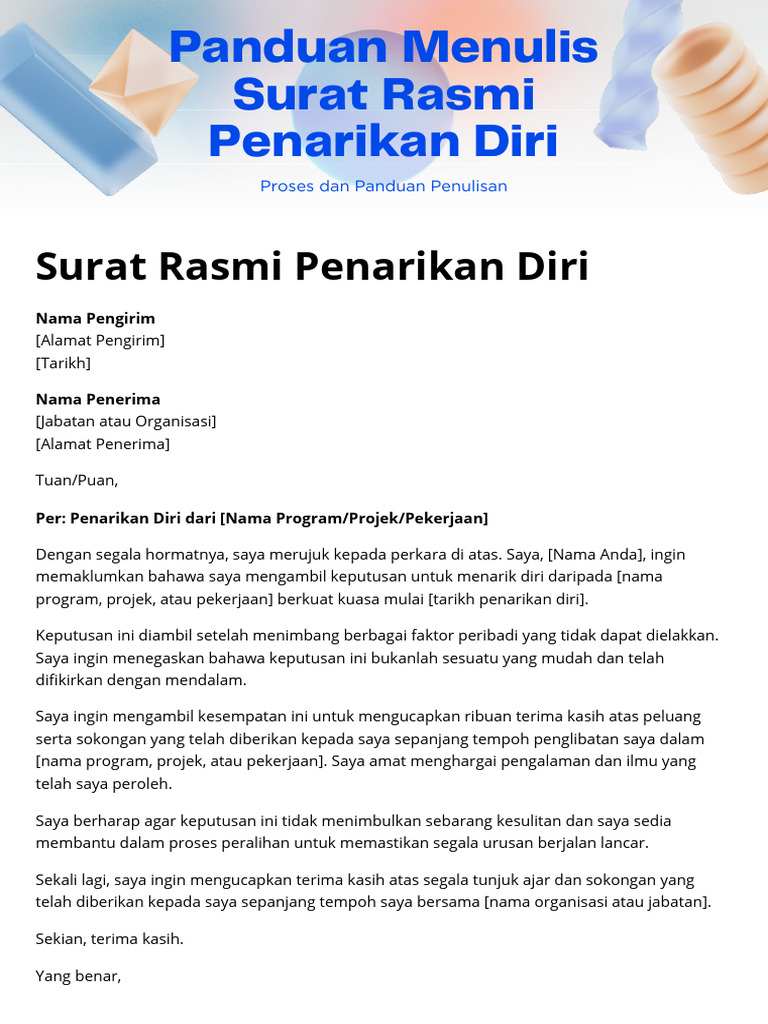 Panduan Surat Penarikan Diri Rasmi | PDF