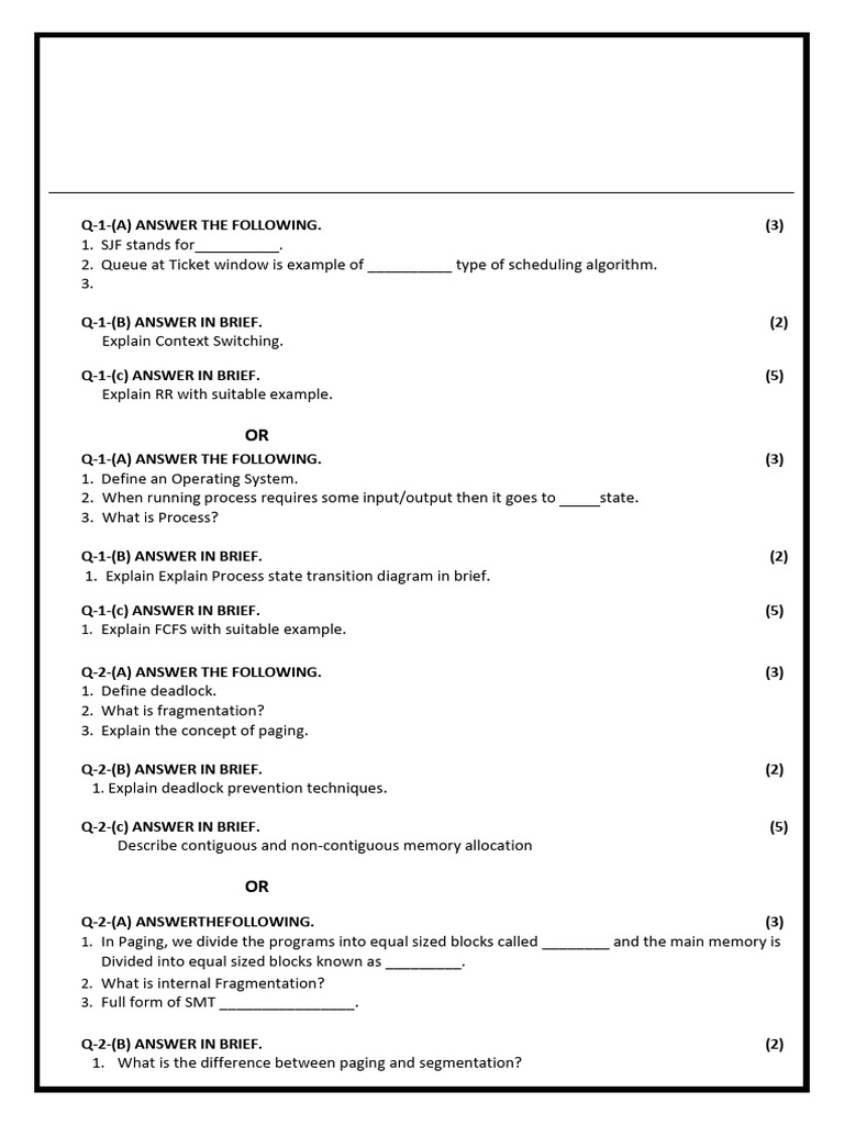 Operating System Exam Paper 2025 | PDF | Software | Operating System Technology