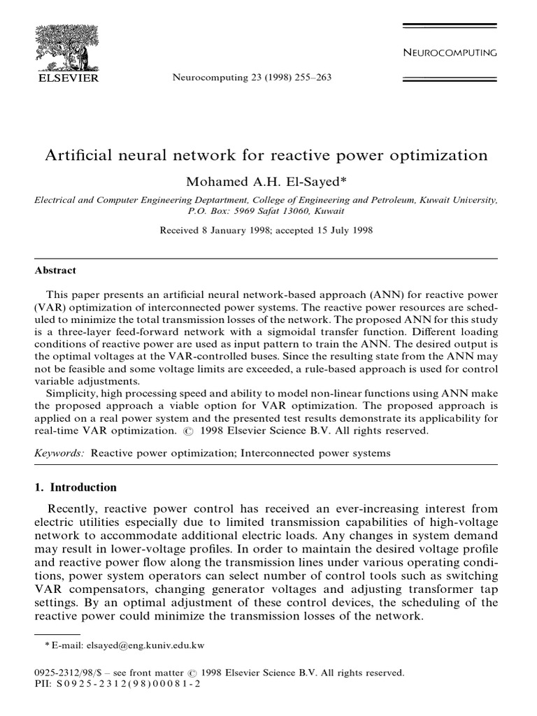 ANN-Based Reactive Power Optimization | PDF | Applied Mathematics