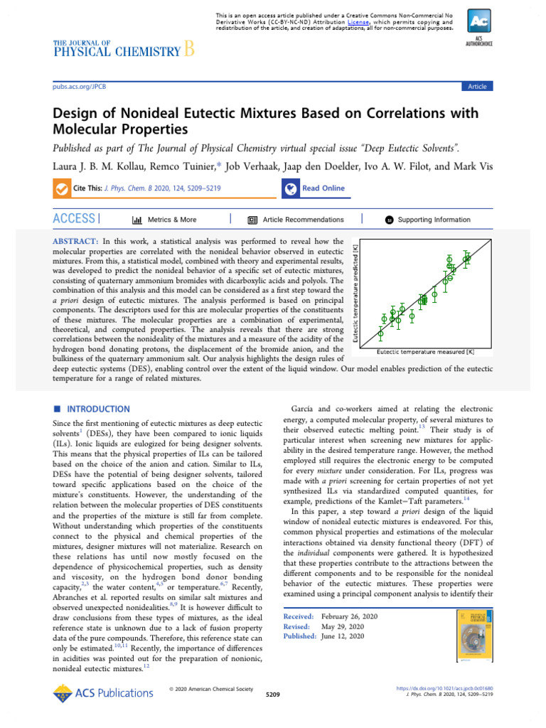 Design of Nonideal Eutectic Mixtures Based On Correlations With ...