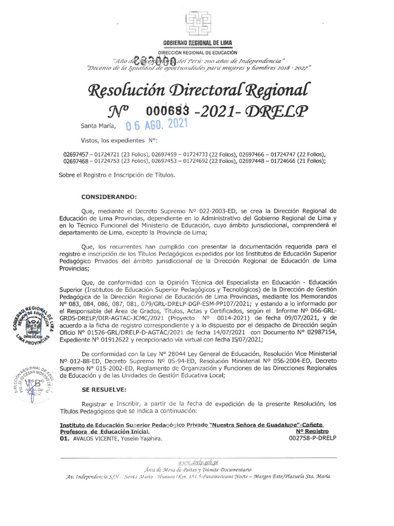 RDR N° 000683-2021-DRELP | PDF
