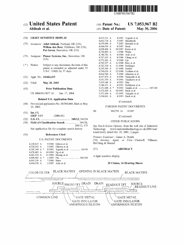 AbileahA06a US7053967 Light Sensitive Display | PDF | Patent Law ...
