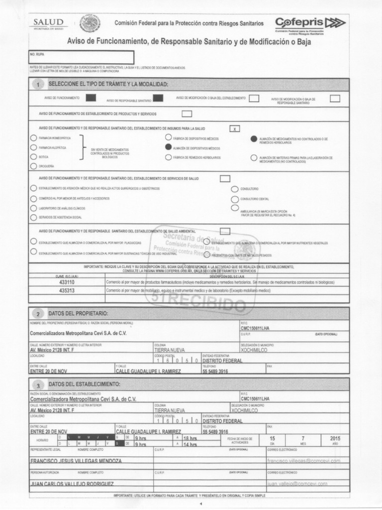 Aviso de Funcionamiento CEVI 1 | PDF