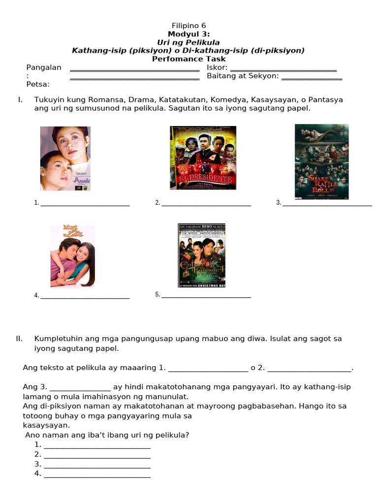 Q4 - Modyul3 - Uri NG Pelikula - Piksyon o Di-Piksyon - Performance ...