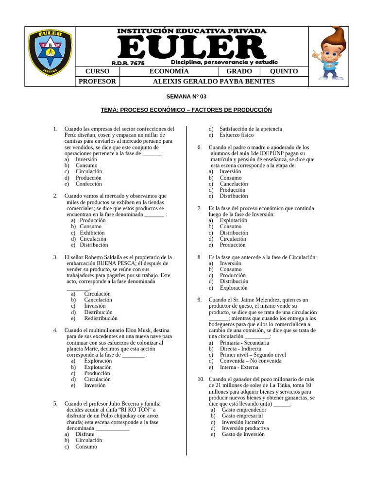 Sesion 3 Econo Euler 5 Secun | PDF | Business | Inversiones
