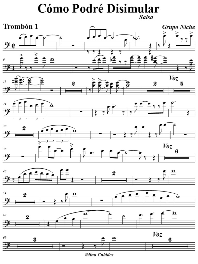 Como Podré Disimular - Trombón Solo | PDF