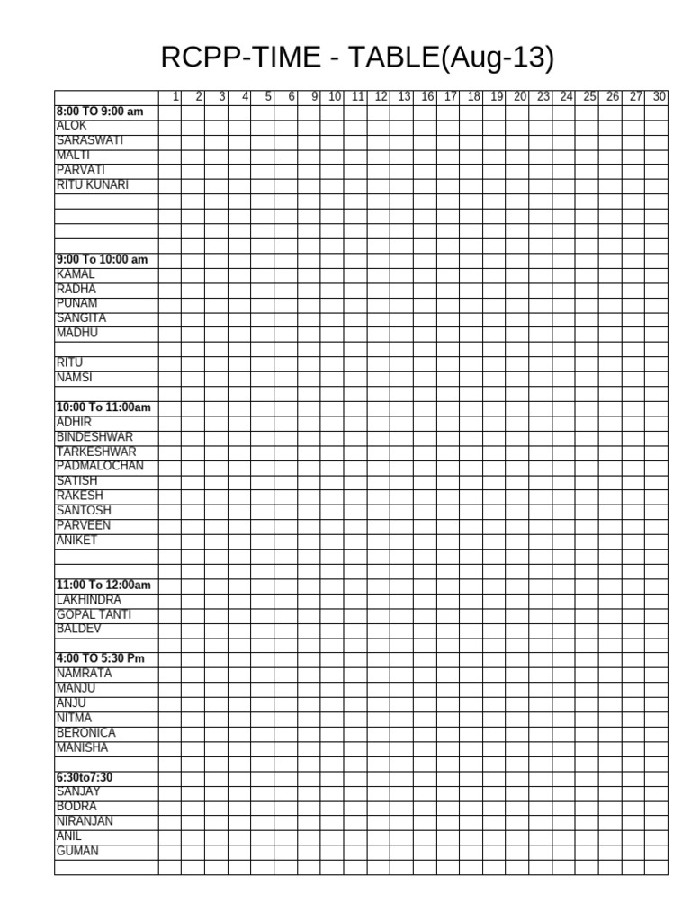 New Time Table | PDF