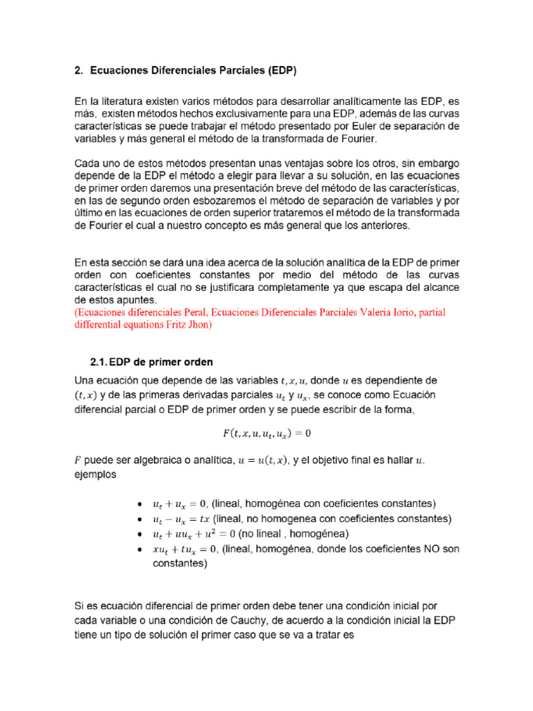 Ecuaciones Diferenciales Parciales de Primer Orden | PDF