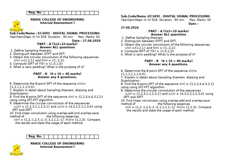 Digital Signal Processing Assessment | PDF | Discrete Fourier Transform ...