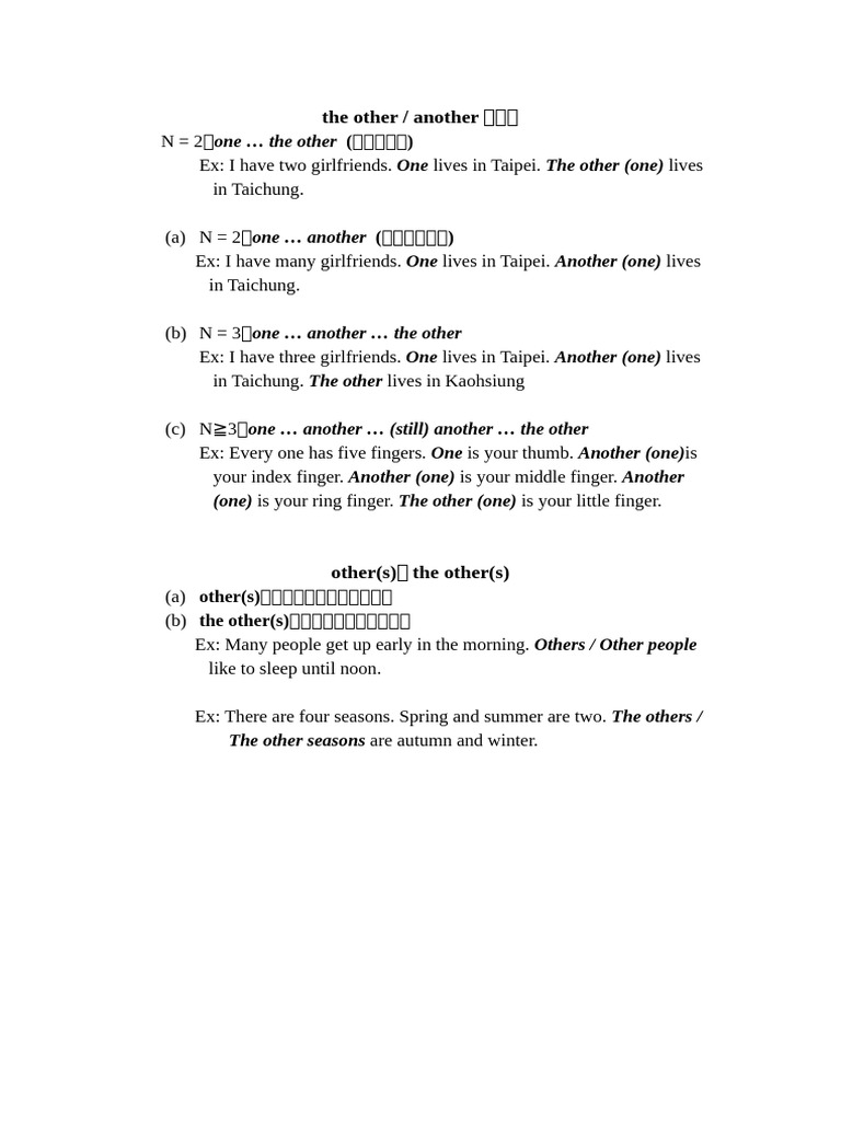 Usage of "the other" and "another" | PDF