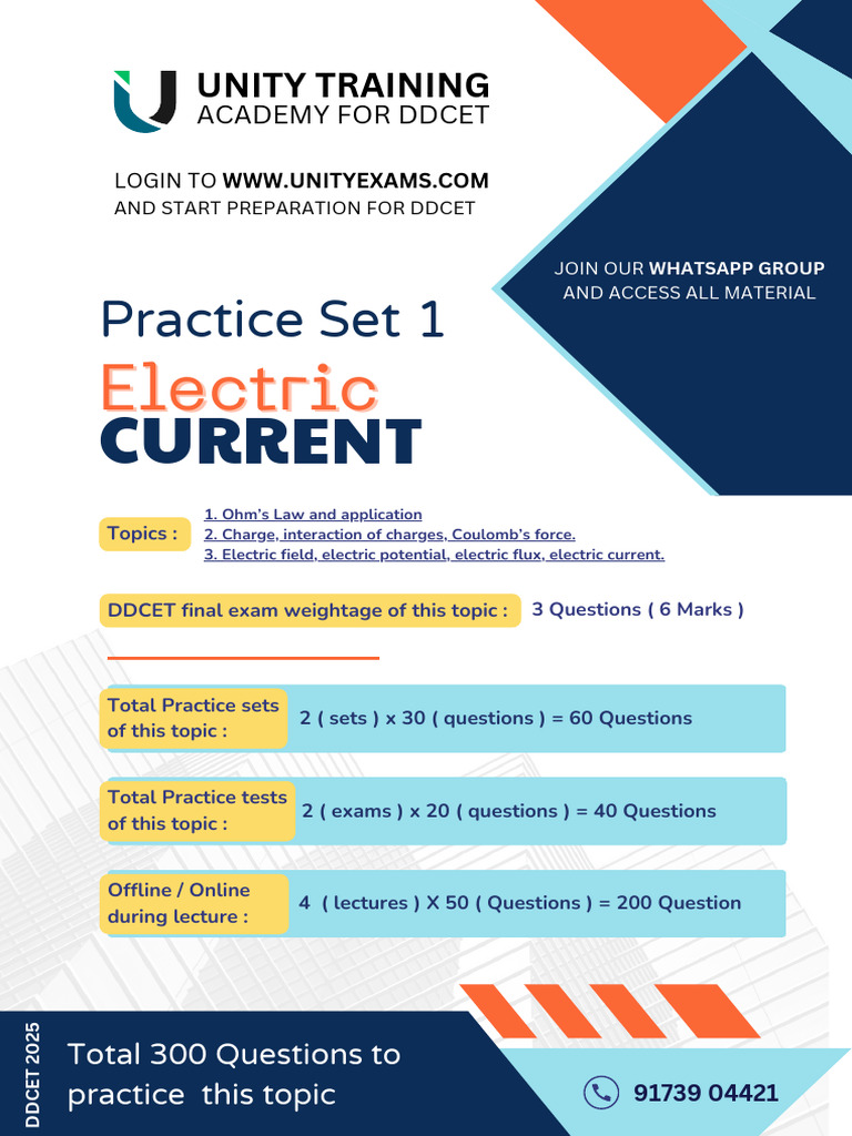 Electric Current Practice Set 1 Unity Ddcet Exams | PDF | Electric ...