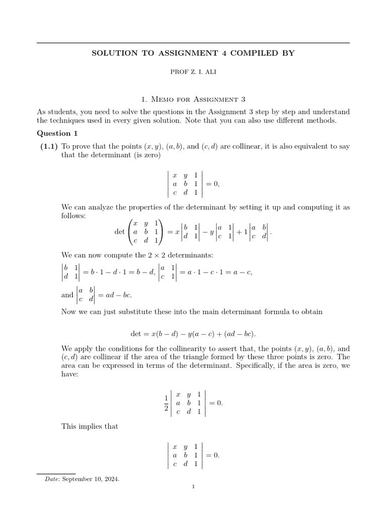 Solution Assignment3 MAT1503 FinalVersion | PDF | Determinant | Abstract Algebra