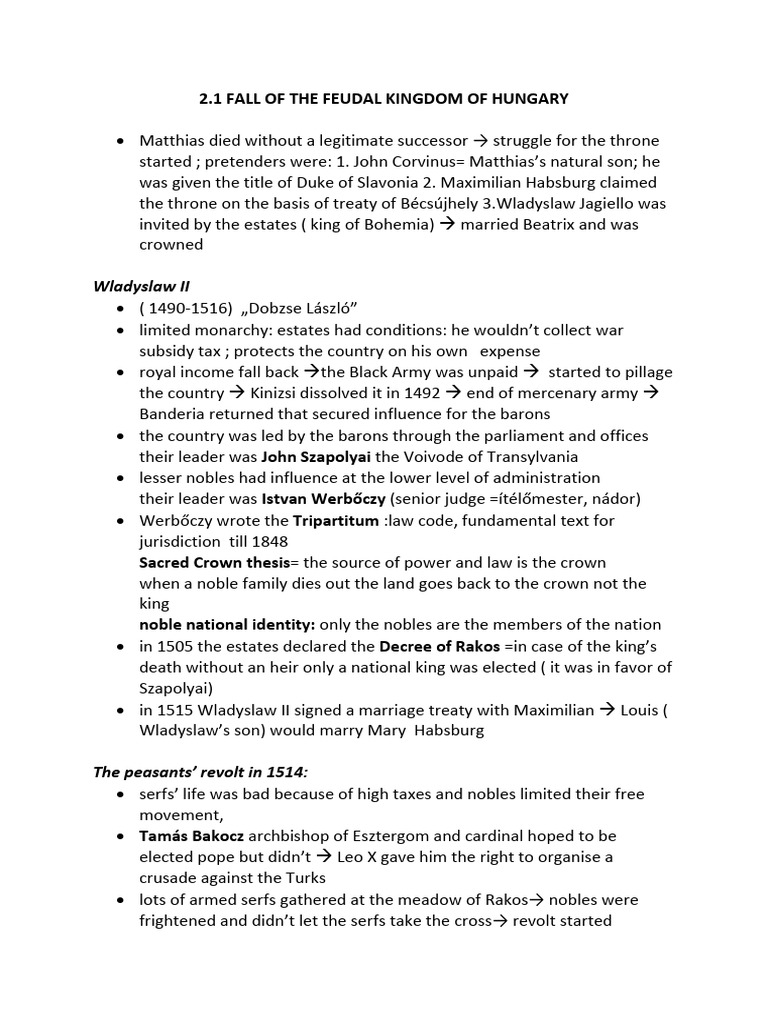 2.1 Fall of The Feudal Kingdom of Hungary | PDF | Former Monarchies Of ...