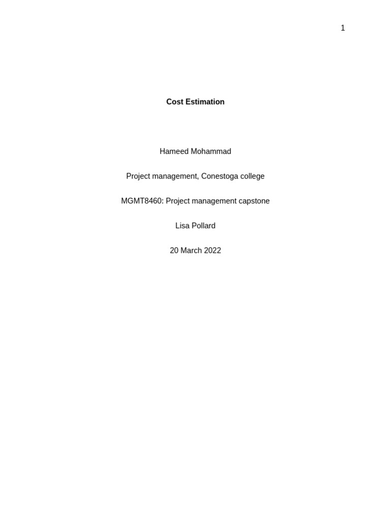 Cost Estimation | PDF