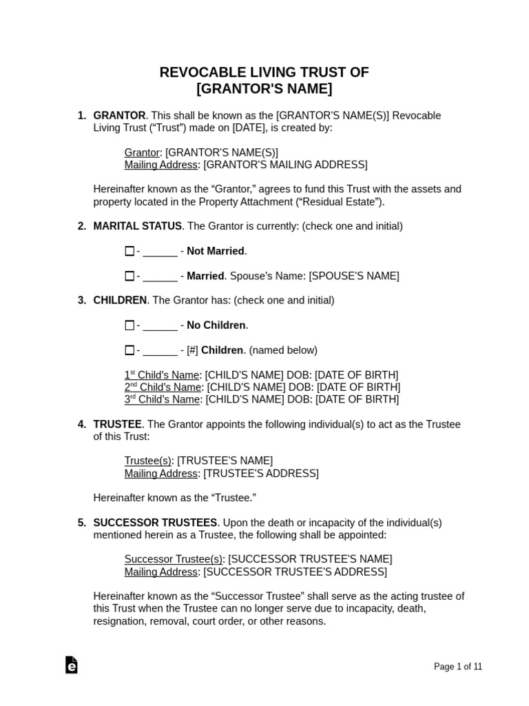 Revocable-Living-Trust-Form | PDF | Affidavit | Trustee