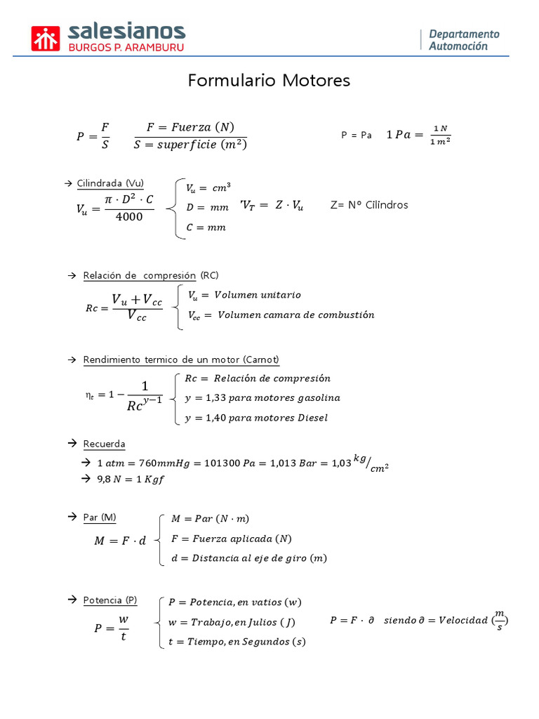 Formulario Motores | PDF