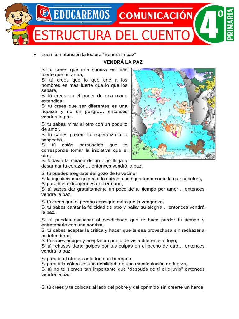 Estructura Del Cuento para Cuarto Grado de Primaria | PDF | Cielo | Amor