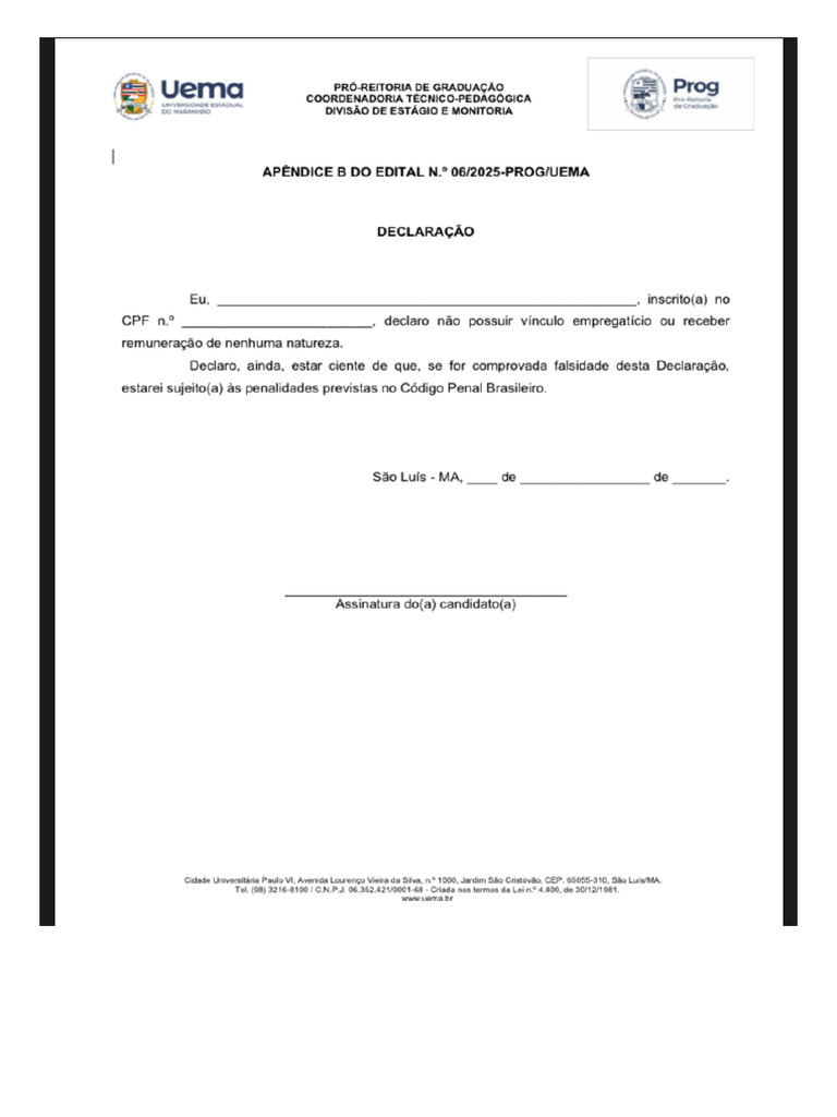 Declaracao Uema | PDF