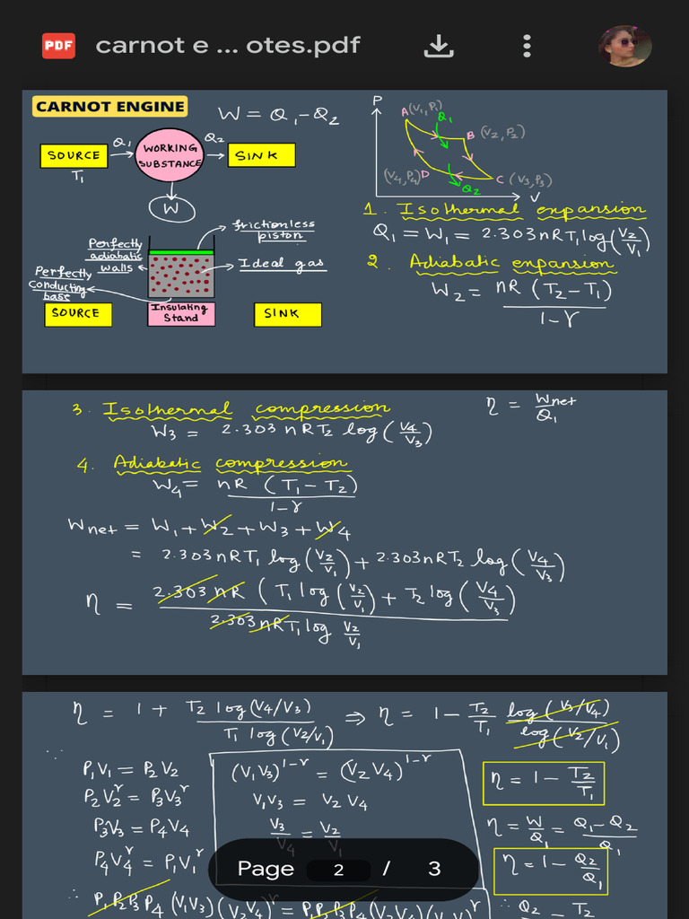 Carnot Engine Notes - PDF - Google Drive | PDF