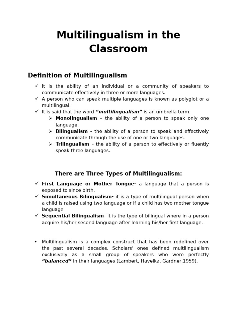 Understanding Multilingualism in Classrooms | PDF | Multilingualism ...