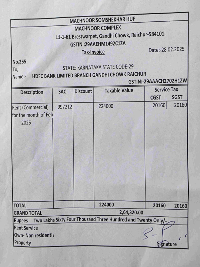 HDFC Bank Gst Invoice February 2025 | PDF
